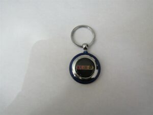 1965 1966 1967 1968 olds 442 4-4-2 tri color logo round plastic keychain - blue