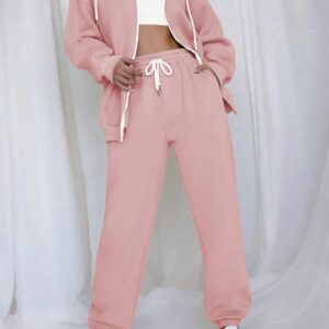 Fixmatti Women Sweat Suits with Zip up Hoodie 2 Piece Outfits Active Jogger Set Tracksuit Pink S