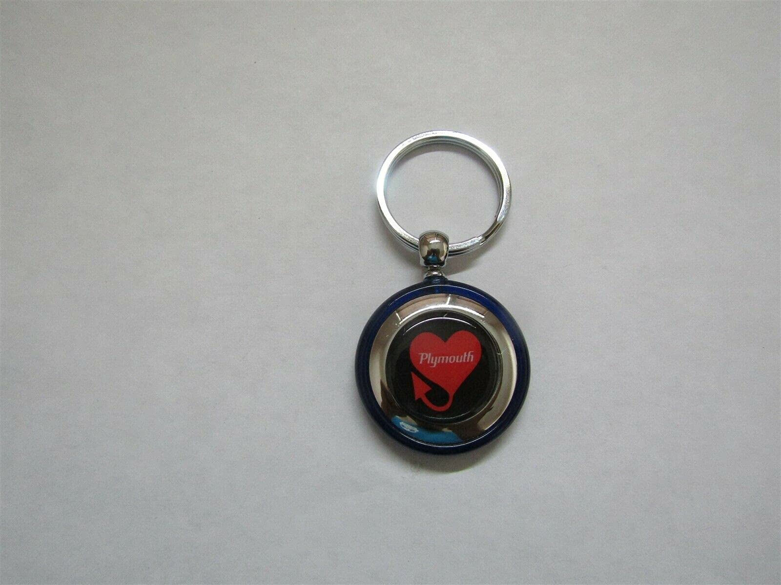 1967 1968 1969 1970 FURY VIP BARRACUDA VALIANT HEART LOGO ROUND PLASTIC KEYCHAIN - BLUE