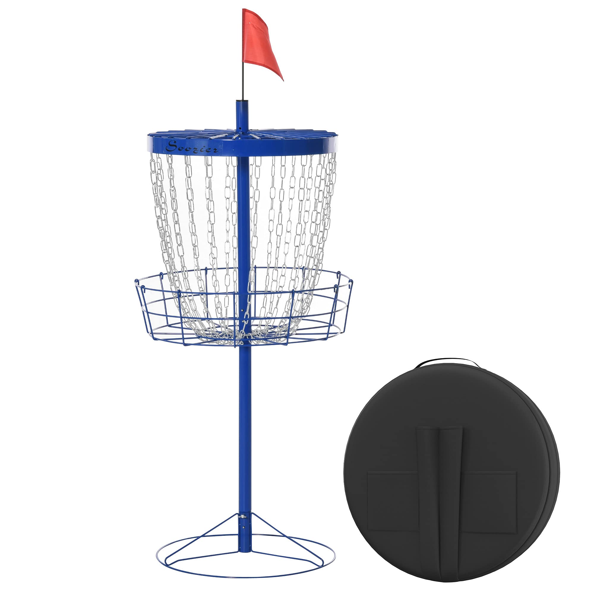 Soozier Portable Disc Golf Basket Target with 24-Chain, Travel Bag, Dark Blue