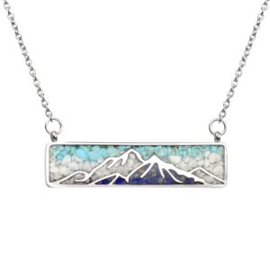 laurenspencer gemstone mountain necklace for women white howlite turquoise tumbled chips pendant necklace dainty mountain range necklaces for women girls nature jewelry gift, stainless steel,