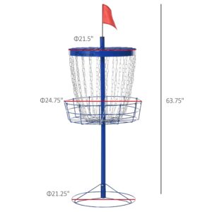 Soozier Portable Disc Golf Basket Target with 24-Chain, Travel Bag, Dark Blue