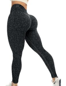 yeoreo women seamless scrunch butt camo workout leggings high waisted athletic gym yoga leggings black m