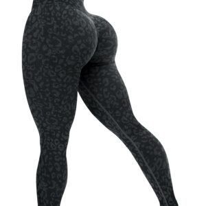 YEOREO Women Seamless Scrunch Butt Camo Workout Leggings High Waisted Athletic Gym Yoga Leggings Black M