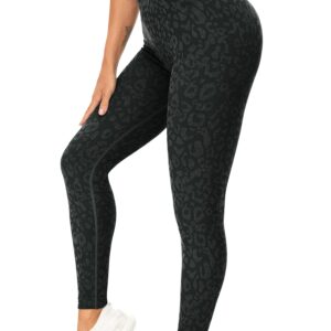 YEOREO Women Seamless Scrunch Butt Camo Workout Leggings High Waisted Athletic Gym Yoga Leggings Black M