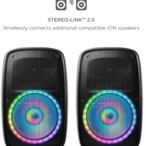 Ion Audio Total PA Glow Max - Bluetooth Speaker 500W PA System with Microphone Stand and LED Lights (Renewed)