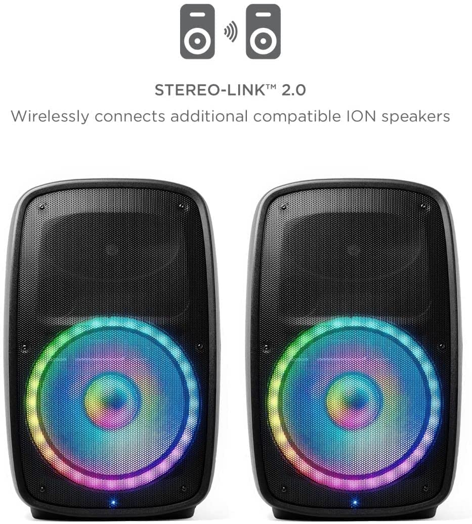 Ion Audio Total PA Glow Max - Bluetooth Speaker 500W PA System with Microphone Stand and LED Lights (Renewed)