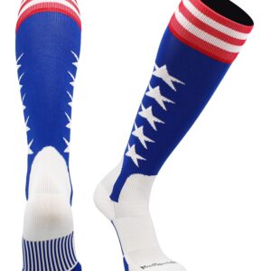 MadSportsStuff USA Flag Baseball Stirrup Socks (Royal/Red/White, Small)