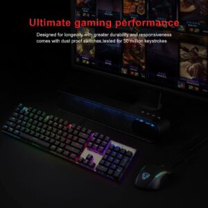 MOTOSPEED Wired RGB Gaming Mechanical Keyboard with Blue Red Switches,104-Key Aluminium Wired Keyboard,Compatible for Mac Windwows and Linux