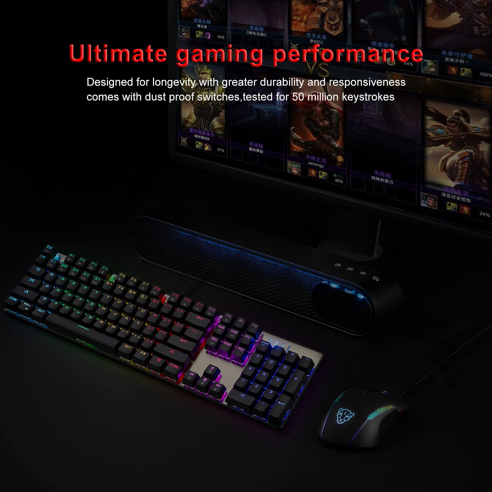 MOTOSPEED Wired RGB Gaming Mechanical Keyboard with Blue Red Switches,104-Key Aluminium Wired Keyboard,Compatible for Mac Windwows and Linux