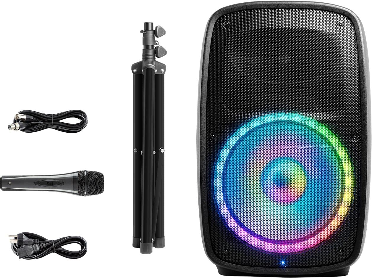 Ion Audio Total PA Glow Max - Bluetooth Speaker 500W PA System with Microphone Stand and LED Lights (Renewed)