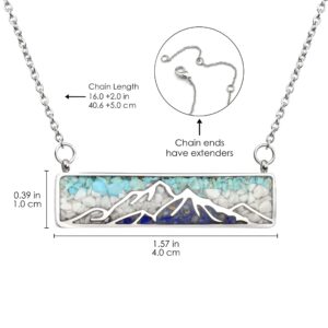 LaurenSpencer Gemstone Mountain Necklace for Women White Howlite Turquoise Tumbled Chips Pendant Necklace Dainty Mountain Range Necklaces for Women Girls Nature Jewelry Gift, Stainless Steel,