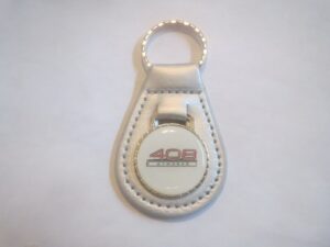 408 stroker emblem logo leather keychain - silver