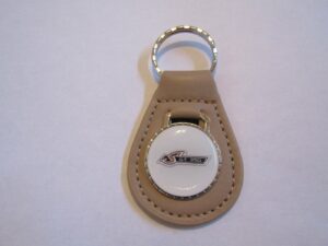 1968 shelby cobra gt350 dash emblem logo leather keychain - beige