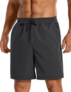 crz yoga men's four-way stretch workout shorts - 7'' soft durable casual athletic shorts with pockets gym running hiking ink gray large