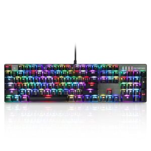 motospeed wired rgb gaming mechanical keyboard with blue red switches,104-key aluminium wired keyboard,compatible for mac windwows and linux