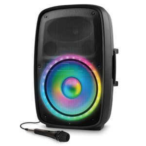 ion audio total pa glow max - bluetooth speaker 500w pa system with microphone stand and led lights (renewed)