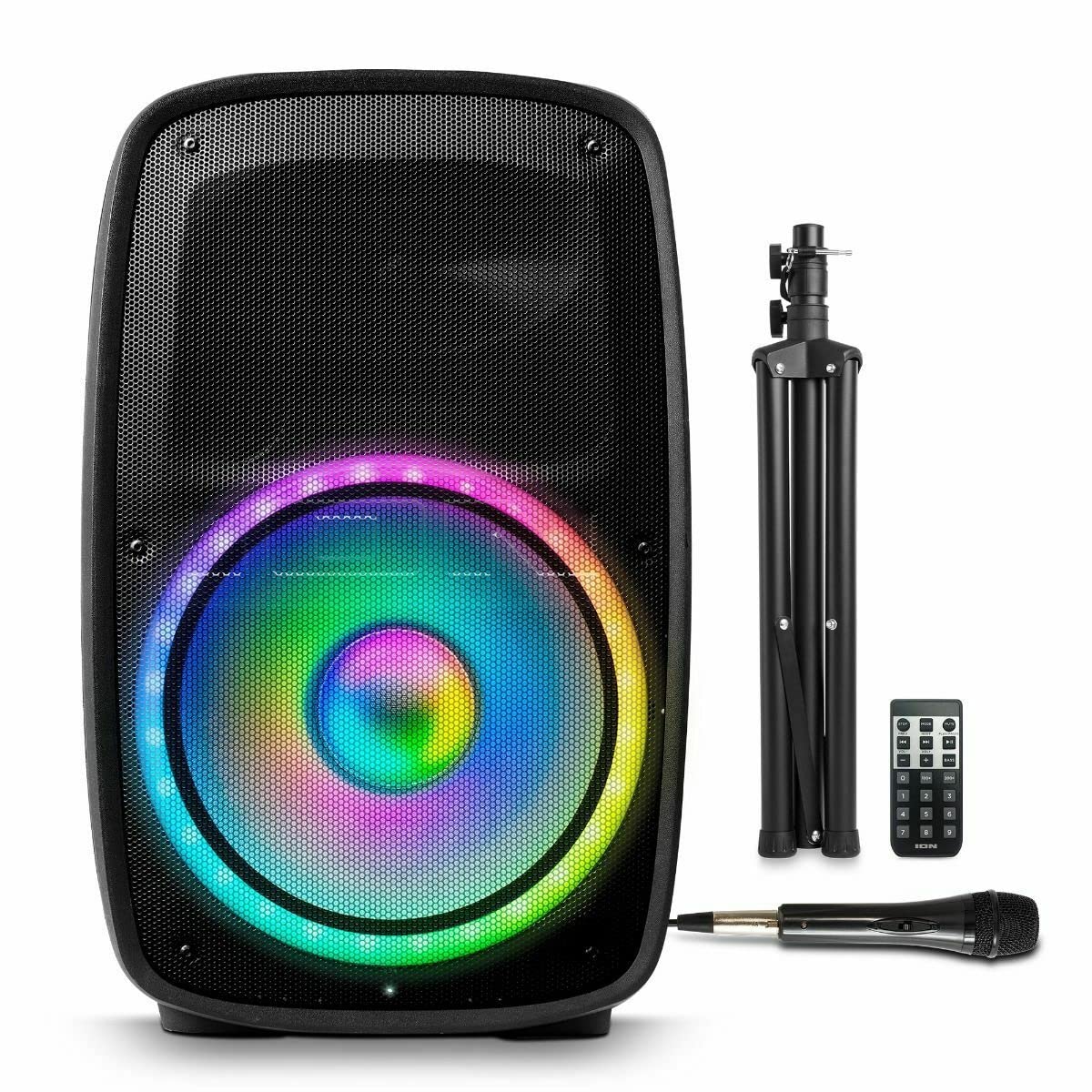 Ion Audio Total PA Glow Max - Bluetooth Speaker 500W PA System with Microphone Stand and LED Lights (Renewed)