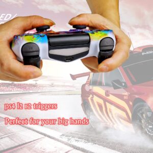 Silicone Skin for Ps4 Controller, 2pcs Anti-Slip Shell Cover Case with 10 Joystick Grips, 2 Pairs L2 R2, 4pcs Led Light Bar Skin for Playsation 4/ Slim/Pro Dualshock 4 Controller Wireless Gamepad