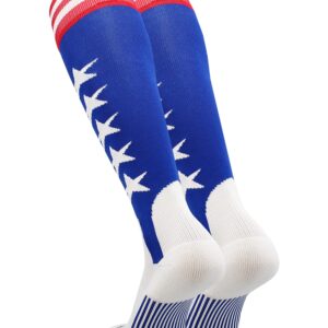 MadSportsStuff USA Flag Baseball Stirrup Socks (Royal/Red/White, Small)