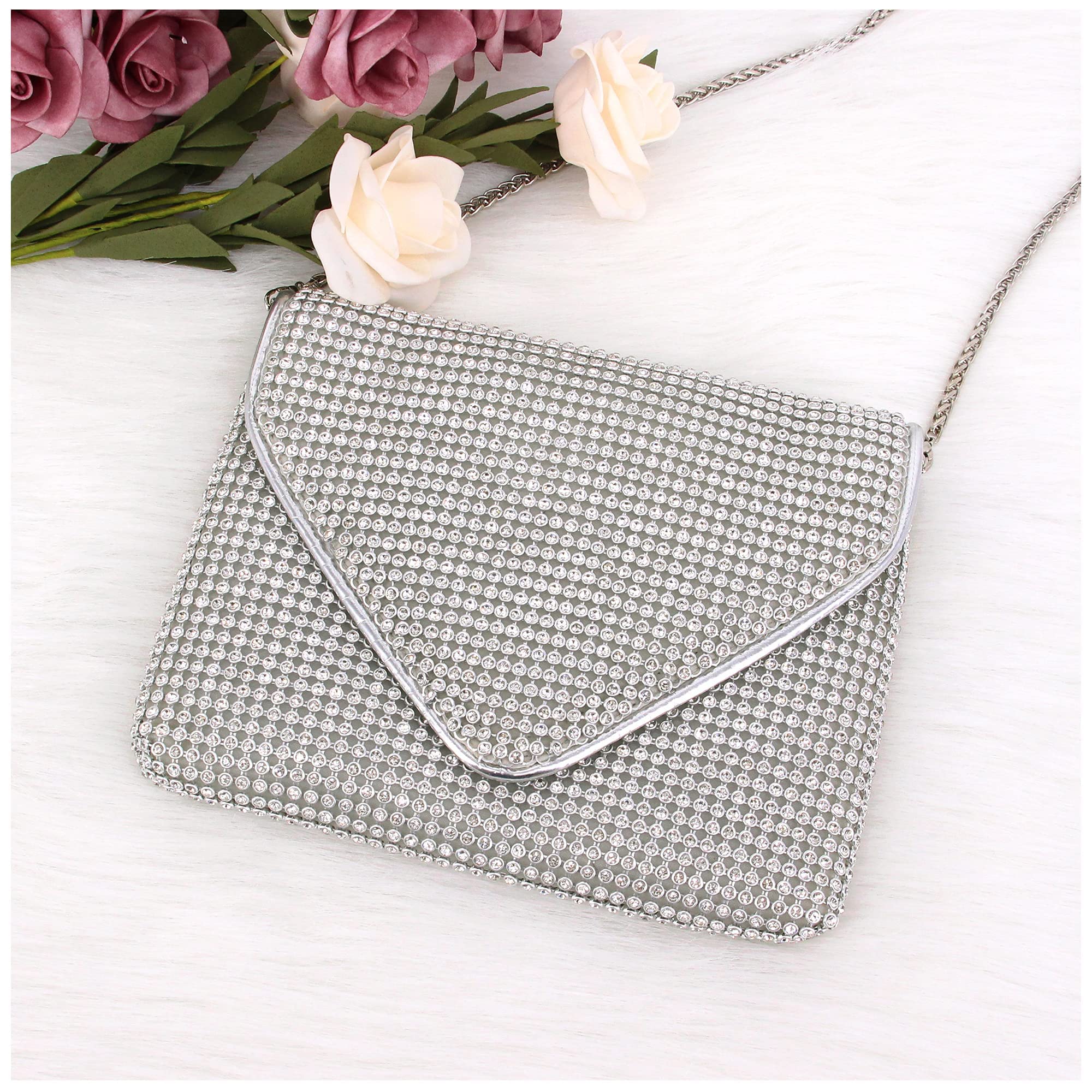 Naimo Bling Crystal Rhinestone Crossbody Bag Diamond Evening Clutch Envelope Handbag Cell Phone Purse for Party Prom