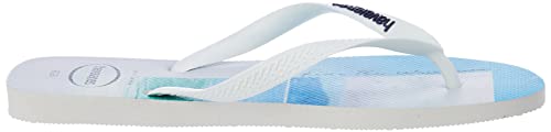 Havaianas Men's Hype Flip Flop Sandal, White/White/Navy Blue, 13