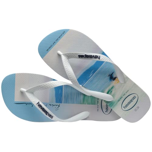 Havaianas Men's Hype Flip Flop Sandal, White/White/Navy Blue, 13