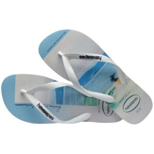 Havaianas Men's Hype Flip Flop Sandal, White/White/Navy Blue, 11-12