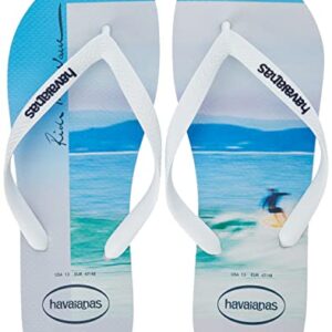 Havaianas Men's Hype Flip Flop Sandal, White/White/Navy Blue, 11-12