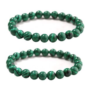 yooestores82 malachite bracelet set,handmade gemstone beaded stretch bracelets for women men yoga bracelet stone crystal beads bracelets (a)