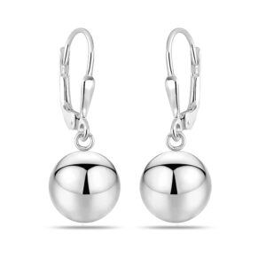 lecalla sterling silver jewelry light-weight dangle ball drop leverback earrings for women 10mm