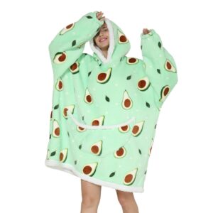 deserthome wearable blanket hoodie oversized hooded blanket for adult women super soft comfortable warm flannel green avocado