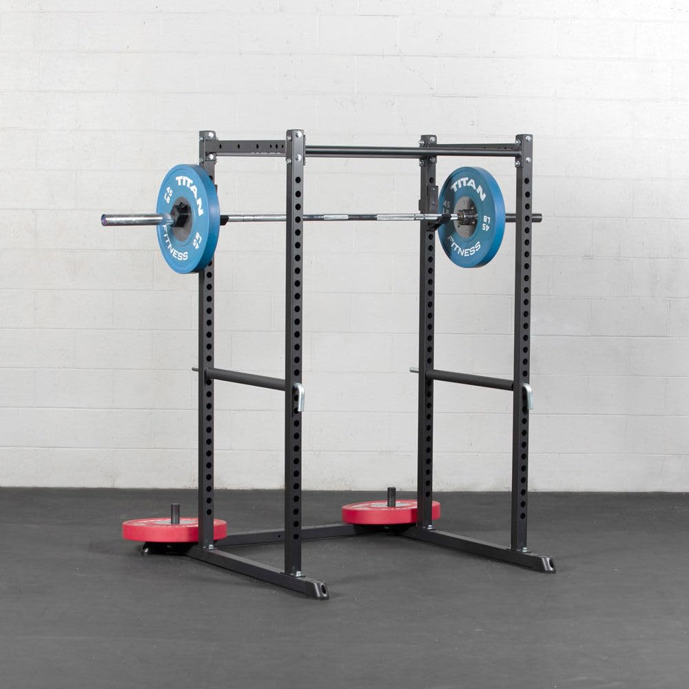 Titan Fitness T-2 Series Short 71" Power Rack, 850 LB Rackable Capacity, Skinny Pull Up Bar, Pin and Pipe Safeties, Standard J-Hooks, All In One Home Garage Gym for Weightlifting and Strength Training