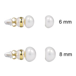 CowlynI Pearl Earrings Freshwater Cultured 14k Gold Plated AAAA+ Quality Handpicked Pearls Stud Hypoallergenic Valentines Day Gifts Jewelry for Women Men