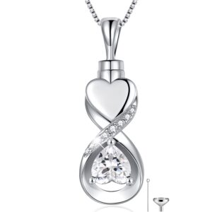 sololike infinity heart cremation jewelry for ashes: sterling silver urn necklaces for women - ashes keepsake pendant memorial jewelry gifts for a loss of loved ones