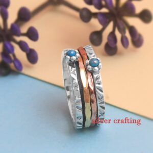 Turquoise Gemstone 925 Sterling Silver Spinner Ring Jewelry (9)