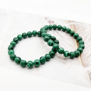 YOOESTORES82 Malachite Bracelet Set,Handmade Gemstone Beaded Stretch Bracelets for Women Men Yoga Bracelet Stone Crystal Beads Bracelets (A)