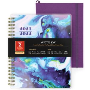 arteza academic planner bundle, includes 9 x 7 inches planner, 6 x 8 inches lined journal, and 2 sticker sheets, office supplies and college essentials for scheduling and staying organized