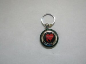 1967 1968 1969 1970 fury vip barracuda valiant heart logo round plastic keychain - green