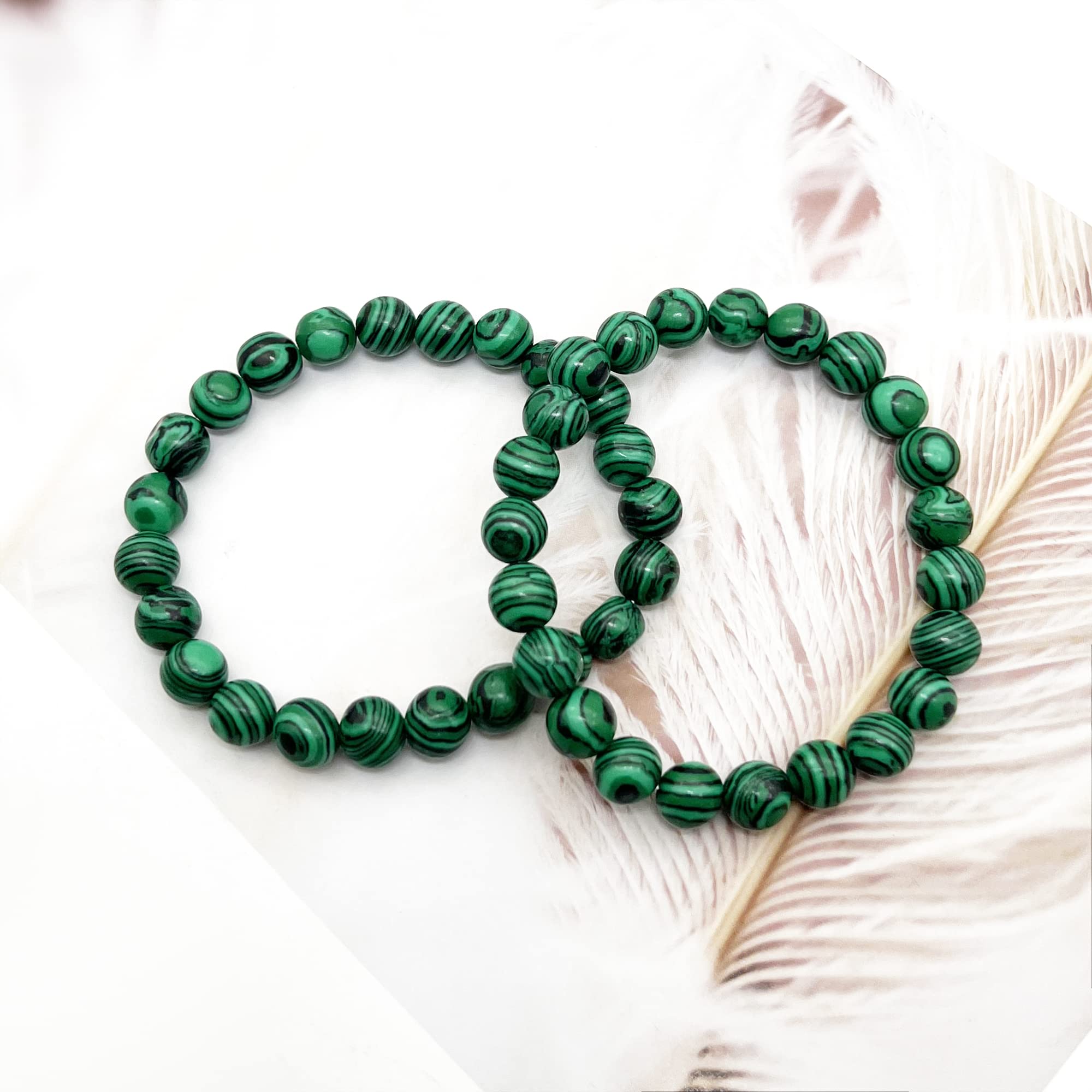 YOOESTORES82 Malachite Bracelet Set,Handmade Gemstone Beaded Stretch Bracelets for Women Men Yoga Bracelet Stone Crystal Beads Bracelets (A)