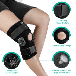 NEENCA Hinged Knee Brace, Knee Immobilizer with Locking Dials & Side Stabilizers, Medical ROM Knee Brace for Knee Pain, Arthritis, ACL, PCL, MCL,Meniscus Tear, Injuries/Post OP, Prevent Hyperextension