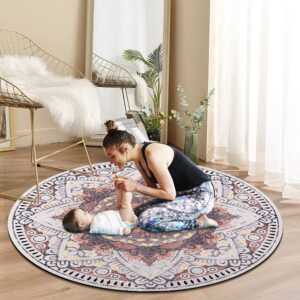 Knsbk Large Round Yoga Mat 4.6’ x 3.5mm for Exercise Premium Extra Thick, Ultra Comfortable, Non Slip, Meditation Mat