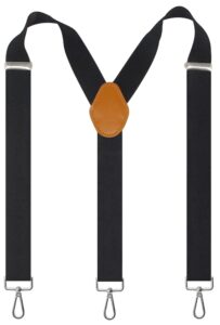 cedrainy suspenders for men 3 swivel hooks 1.4 inch wide adjustable elastic braces with heavy duty belt loops (black)