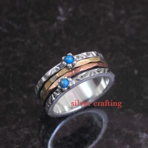 Turquoise Gemstone 925 Sterling Silver Spinner Ring Jewelry (9)