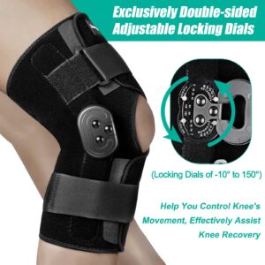 NEENCA Hinged Knee Brace, Knee Immobilizer with Locking Dials & Side Stabilizers, Medical ROM Knee Brace for Knee Pain, Arthritis, ACL, PCL, MCL,Meniscus Tear, Injuries/Post OP, Prevent Hyperextension