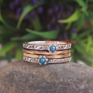 Turquoise Gemstone 925 Sterling Silver Spinner Ring Jewelry (9)