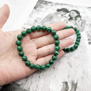 YOOESTORES82 Malachite Bracelet Set,Handmade Gemstone Beaded Stretch Bracelets for Women Men Yoga Bracelet Stone Crystal Beads Bracelets (A)