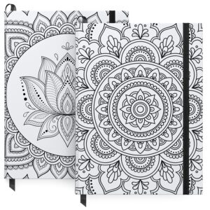 arteza journal blank page notebooks, set of 2, 6 x 8 inches, 96 sheets each, mandala design, 2 blank art journals with smooth paper, school supplies for planning, writing, and sketching