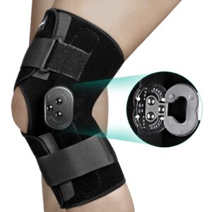 neenca hinged knee brace, knee immobilizer with locking dials & side stabilizers, medical rom knee brace for knee pain, arthritis, acl, pcl, mcl,meniscus tear, injuries/post op, prevent hyperextension