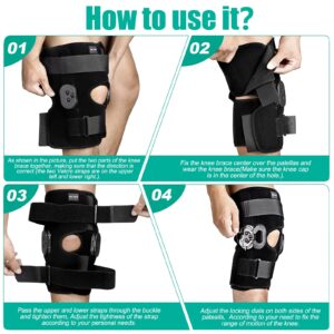 NEENCA Hinged Knee Brace, Knee Immobilizer with Locking Dials & Side Stabilizers, Medical ROM Knee Brace for Knee Pain, Arthritis, ACL, PCL, MCL,Meniscus Tear, Injuries/Post OP, Prevent Hyperextension